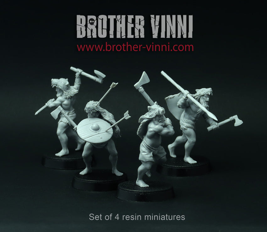 Viking Berserk (ulfhednar) miniatures, 28 mm for SAGA, resin by Brothe ...